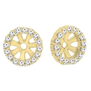 dazzlingrock collection round white diamond halo removable earring jackets for women in 10k yellow gold (0.18 ctw, color i-j, clarity i2-i3)