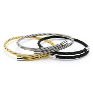 wear your music - guitar string bracelet (trio - silver, gold & black)