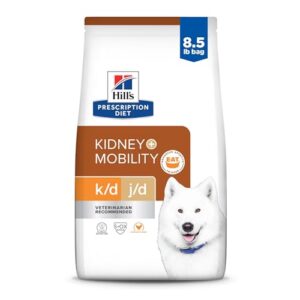 hill's prescription diet k/d kidney care + j/d joint care chicken flavor dry dog food, veterinary diet, 8.5 lb. bag