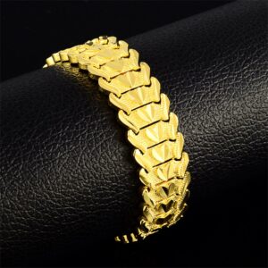 Naivo Wrist Chain 24k Gold Plated Noble Men's Women's Bracelets Fashion Bangle (106)