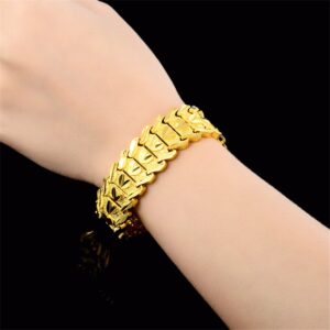 Naivo Wrist Chain 24k Gold Plated Noble Men's Women's Bracelets Fashion Bangle (106)