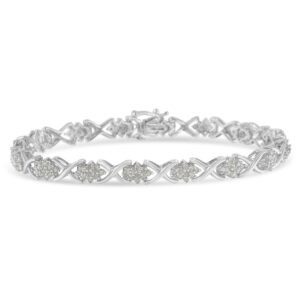 original classics .925 sterling silver 1-1/2 cttw diamond cluster x link 7" tennis bracelet (i-j color, i3 clarity)