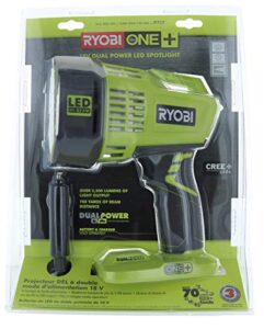 ryobi p717 one+ 18v dual powered led cordless spotlight w/ 2500 lumens (batteries not included, light only)