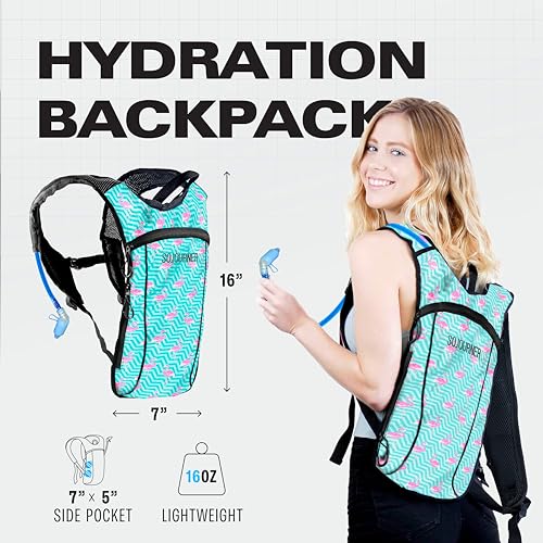 Sojourner Hydration Pack, Hydration Backpack - Water Backpack with 2l Hydration Bladder, Festival Essential - Rave Hydration Pack Hydropack Hydro for hiking, running, biking, festival gear