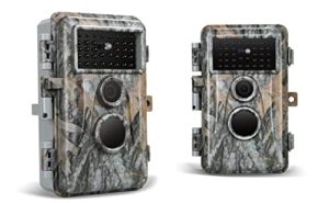 blazevideo 2-pack 48mp 1296p game & trail cameras h.264 mp4 video no glow wildlife hunting cams with night vision motion ip66 activated waterproof for outdoor wildlife hunting & backyard security