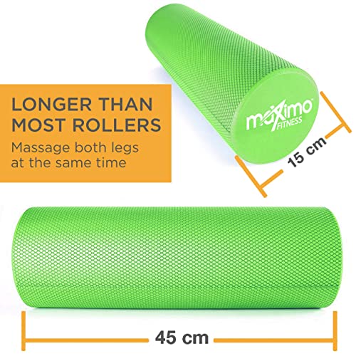 Maximo Fitness Foam Roller - 18" x 6" High Density Exercise Roller for Trigger Point Self Massage, Muscle and Back Roller for Fitness, Physical Therapy, Yoga and Pilates, Gym Equipment, Green