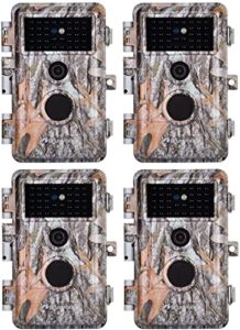 blazevideo 4-pack game & deer trail cameras 32mp 2304x1296p h.264 video for hunting wildlife and home security no glow night vision time lapse motion activated waterproof & password protected