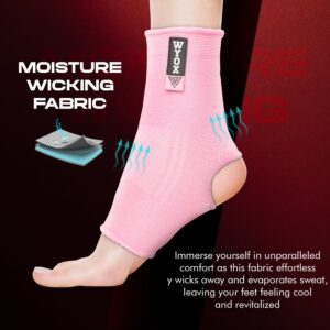 WYOX Ankle Wraps Support Boxing Gear for Men Women Muay Thai Ankle Support Kickboxing Wraps Gym Ankle Support (Pair) (Pink, L/XL (Women 7.0-10.5/ Men 6.0-9.5))