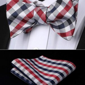 HISDERN 3pcs Mixed Design Classic Men's Self-Tie Bow tie & Pocket Square - Multiple Sets,B3-05,One Size