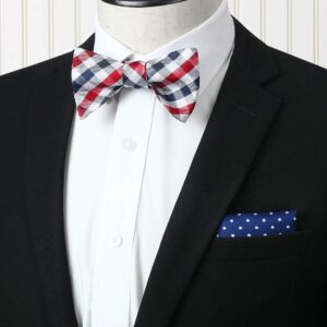 HISDERN 3pcs Mixed Design Classic Men's Self-Tie Bow tie & Pocket Square - Multiple Sets,B3-05,One Size