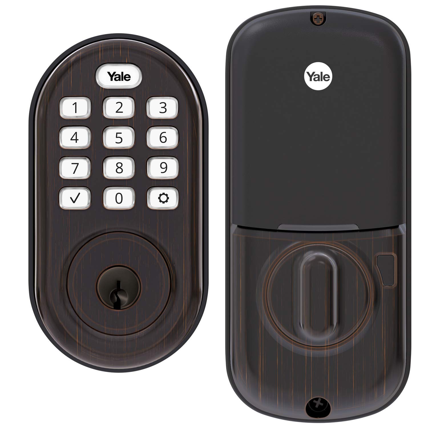 Yale Assure Lock - Keypad Door Lock in Bronze, Keypad with Key