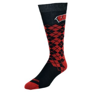 college edition ncaa (team) uni-sex premium made in the usa knee high dress socks – jersey knit argyle, medium,black