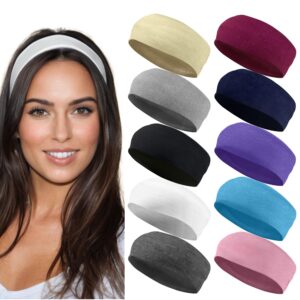 styla hair headbands for women stretch fashion headbands 10 pack non-slip head wraps great for spa, sports, yoga, pilates, running, gym headband, workouts - variety