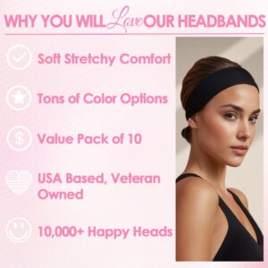 Styla Hair Headbands for Women Stretch Fashion Headbands 10 Pack Non-Slip Head Wraps Great for Spa, Sports, Yoga, Pilates, Running, Gym Headband, Workouts - Variety