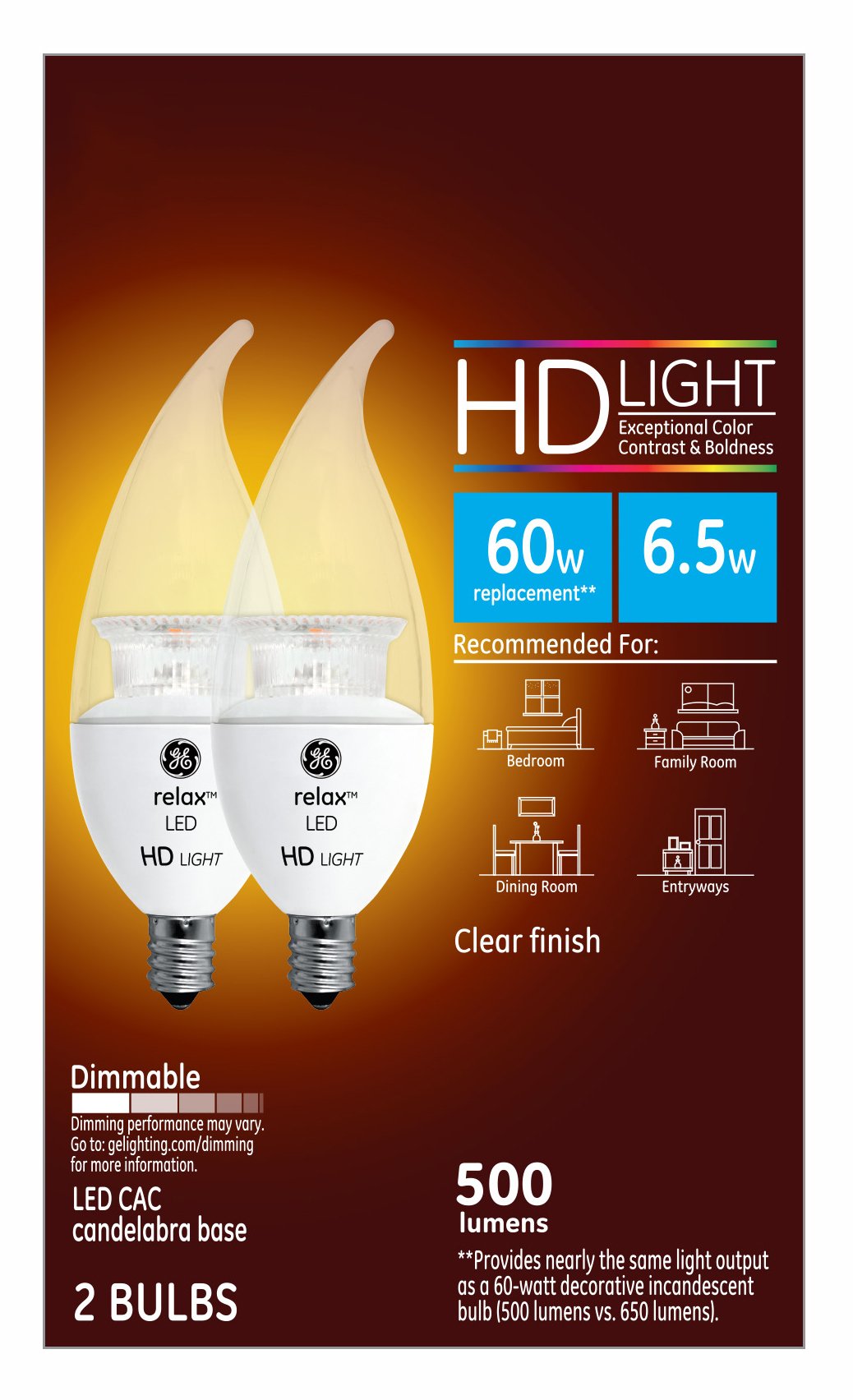 G E LIGHTING 92270 6.5W LED CAC Bulb (2 Pack)