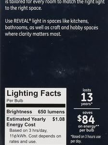 GE Lighting Reveal LED Light Bulbs, 9 Watt (60 Watt Equivalent) HD+ Light, Standard Bulb Shape, Medium Base, Dimmable (2 Pack), White