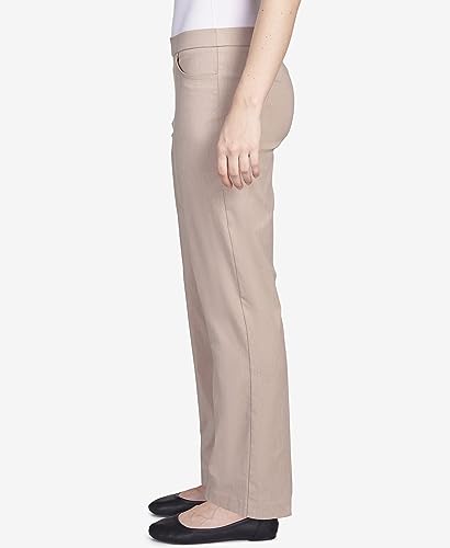 Alfred Dunner Womens Petite Classic Allure Fit Proportioned Pant with Elastic Comfort Waistband, Tan, 8P