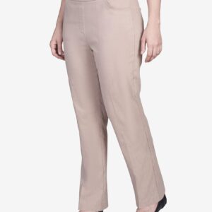 Alfred Dunner Womens Petite Classic Allure Fit Proportioned Pant with Elastic Comfort Waistband, Tan, 8P