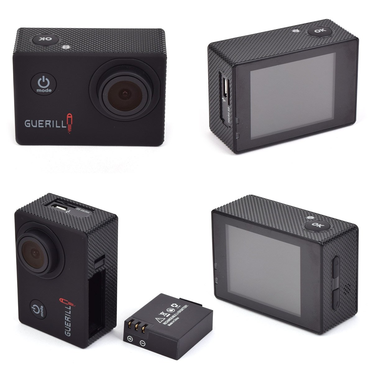 GUERILLA PRO3000 Sports Action Camera, GUERILLA Pro Series 12 MP Full HD 1080P Action Camera, Warerproof 120 Degree Wide Angle Lens 2.0inch LCD, Include Accessories