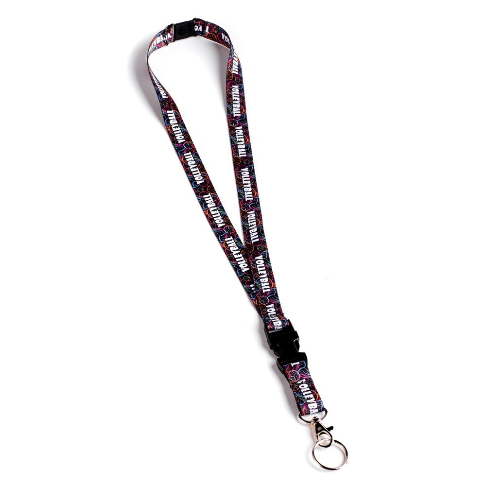 Tandem Sport Volleyball Lanyard - Volleyball Lanyard with Detachable Buckle & Metal Ring - Volleyball Badge Holder Lanyard - Badge Buddy for Volleyball Players, Black