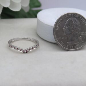 Dazzlingrock Collection Round Alternate Ruby & White Diamond Anniversary Chevron Band for Women in 14K White Gold, Size 6