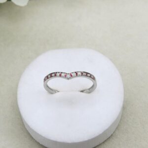 Dazzlingrock Collection Round Alternate Ruby & White Diamond Anniversary Chevron Band for Women in 14K White Gold, Size 6