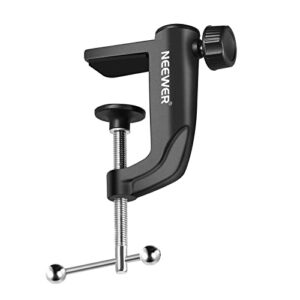 neewer metal table mounting clamp for microphone suspension boom scissor arm stand holder with an adjustable positioning screw, fits up to 1.9inch/5centimeters desktop thickness (black)