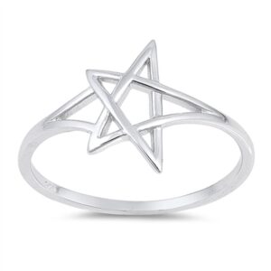 pentagram star ring new .925 sterling silver criss cross knot band size 7