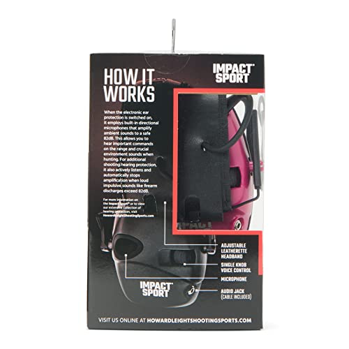 Howard Leight Impact Sport Electronic Shooting Earmuff, Youth/Small, Pink (R-02533)