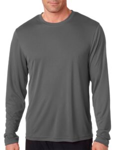 hanes adult cool dri long-sleeve performance t-shirt, graphite, large