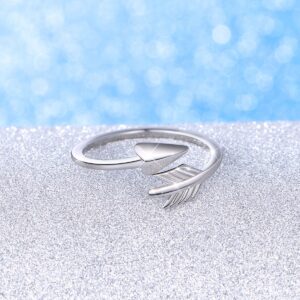 S925 Sterling Silver Classic Love Polished Sideways Arrow Horizontal Ring for Women