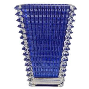 baccarat crystal rectangular eye vase - blue