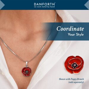 DANFORTH - Remembrance Poppy Snake Chain Necklace (Red) – Handcrafted Pewter Memorial Necklace – 18” – Made In USA