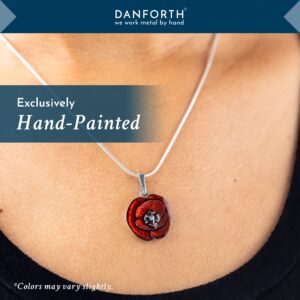 DANFORTH - Remembrance Poppy Snake Chain Necklace (Red) – Handcrafted Pewter Memorial Necklace – 18” – Made In USA