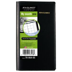 at-a-glance monthly planner, january 2018 - january 2019, 3-1/2" x 6-1/8", black (7006405)