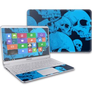 mightyskins skin compatible with samsung notebook 9 13" (2017) wrap cover sticker skins blue skulls