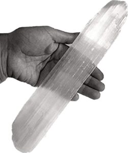 selenite stick 6 to 8.5 inches long, 1 to 2 inches wide, white healing stone, strong protection powers