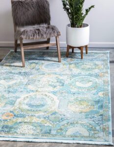 unique loom baracoa collection area rug - coppelia (8' 4" x 10' rectangle, light blue/ blue)