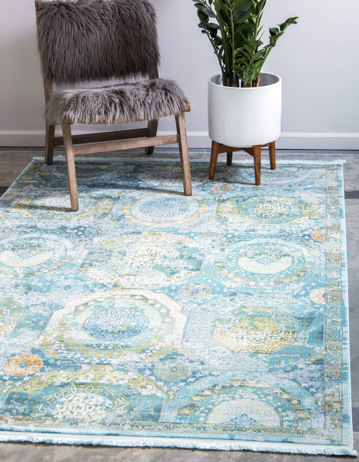 Unique Loom Baracoa Collection Area Rug - Coppelia (8' 4" x 10' Rectangle, Light Blue/ Blue)