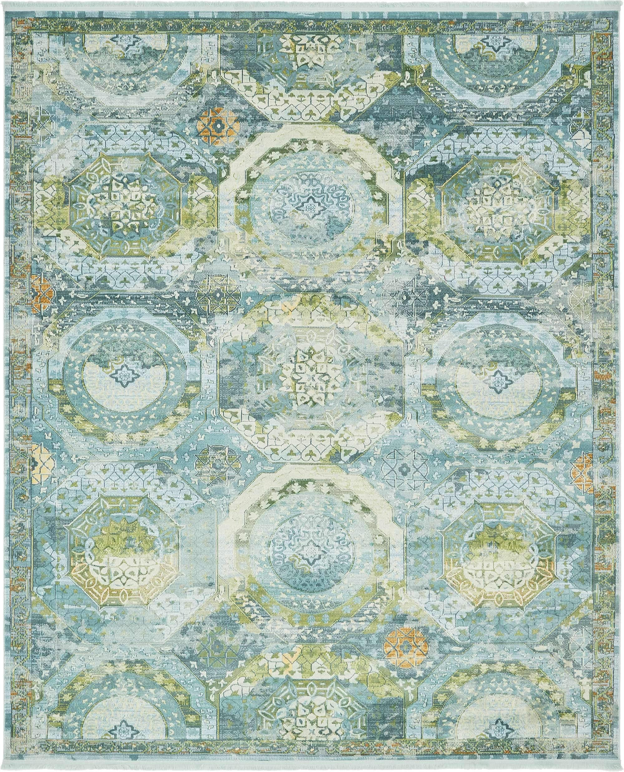 Unique Loom Baracoa Collection Area Rug - Coppelia (8' 4" x 10' Rectangle, Light Blue/ Blue)