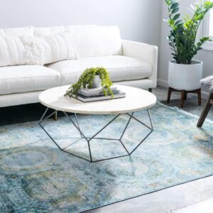 Unique Loom Baracoa Collection Area Rug - Coppelia (8' 4" x 10' Rectangle, Light Blue/ Blue)