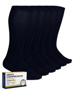 pembrook light compression socks for men - 6 pairs | 8-15 mmhg navy compression socks | mens compression socks for circulation support | light compression socks men