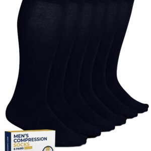 Pembrook Light Compression Socks for Men - 6 Pairs | 8-15 mmHg Navy Compression Socks | Mens Compression Socks for Circulation Support | Light Compression Socks Men