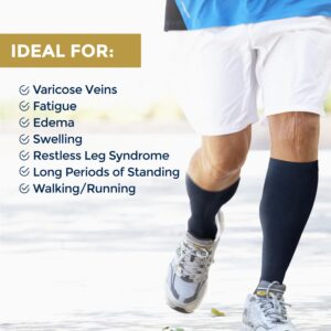 Pembrook Light Compression Socks for Men - 6 Pairs | 8-15 mmHg Navy Compression Socks | Mens Compression Socks for Circulation Support | Light Compression Socks Men