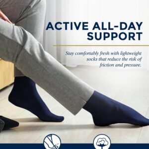 Pembrook Light Compression Socks for Men - 6 Pairs | 8-15 mmHg Navy Compression Socks | Mens Compression Socks for Circulation Support | Light Compression Socks Men