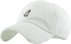 kbsv-061 wht praying hands rosary dad hat baseball cap unconstructed polo style adjustable unisex