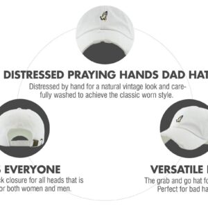 KBSV-061 WHT Praying Hands Rosary Dad Hat Baseball Cap Unconstructed Polo Style Adjustable Unisex