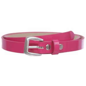 beltiscool 3/4" (19 mm) women's skinny patent non leather dress belt, hot pink | m/l - 36"