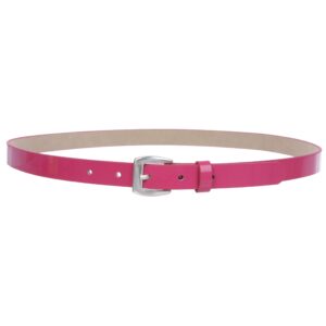 beltiscool 3/4" (19 mm) Women's Skinny Patent Non Leather Dress Belt, Hot Pink | M/L - 36"