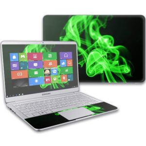 mightyskins skin compatible with samsung notebook 9 13" (2017) wrap cover sticker skins green flames